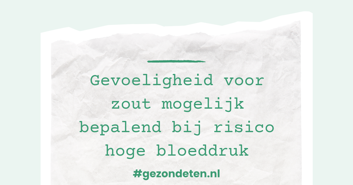 Gevoeligheid voor zout mogelijk bepalend bij risico hoge bloeddruk